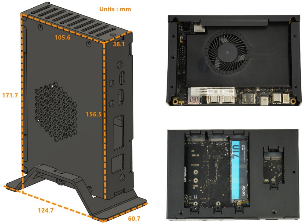 Vertical M.2 Expansion Support Case in Aluminum Alloy for LattePanda ...