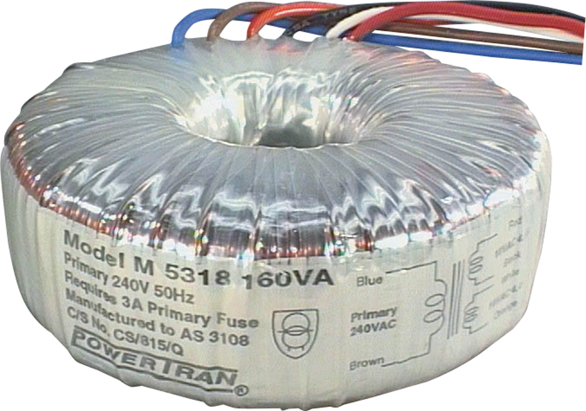 15 15V 160VA Toroidal Transformer | Buy in Australia | AM5315 | Core ...
