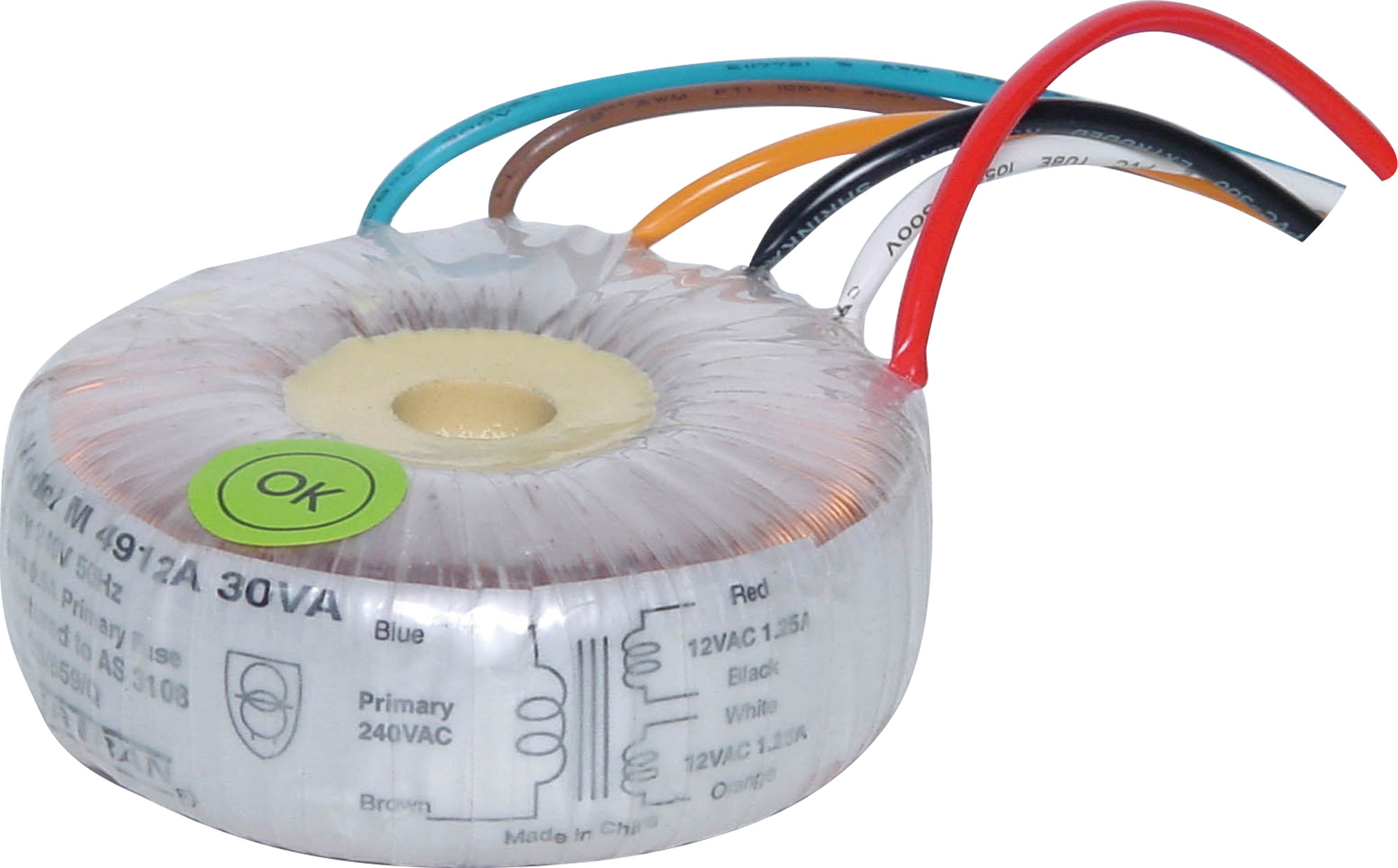 240/12 12 30VA Toroidal Transformer | Buy in Australia | AM4912A | Core ...