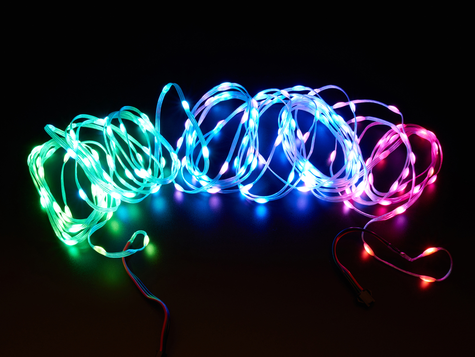 Adafruit NeoPixel Pebble / Seed LED Strand - 200 LEDs - 2" Pitch - 10 ...
