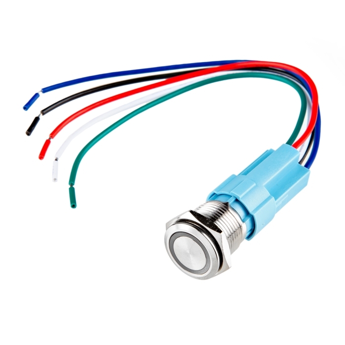 Metal Pushbutton with Wires - Latching (16mm, Yellow) | Buy in ...