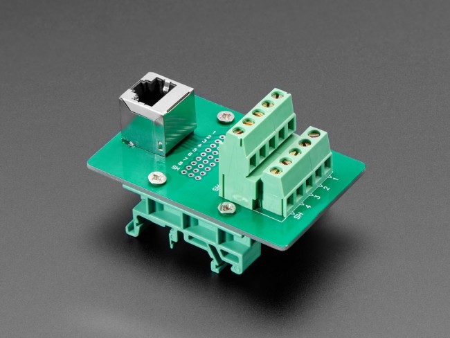 DIN Rail RJ-45 To Terminal Block Adapter - Right Angle Australia