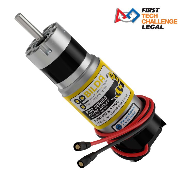 5202 Series Yellow Jacket Motor (1:1 Ratio, 24mm Length 6mm D-Shaft ...