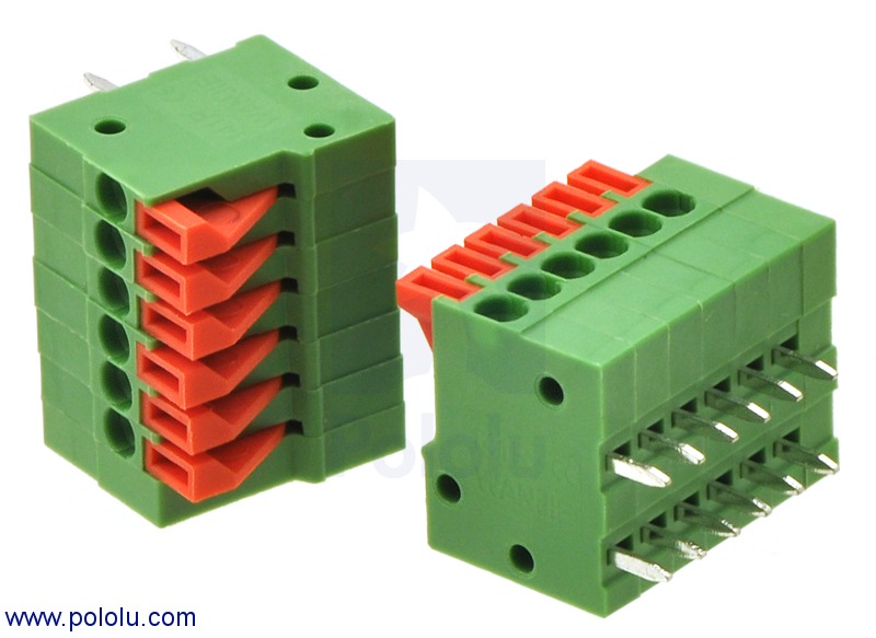 Screwless Terminal Block: 6-Pin, 0.1" Pitch, Side Entry (2-Pack) | Buy ...