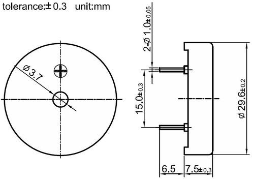 30mm Piezo Buzzer: 1-30V Australia