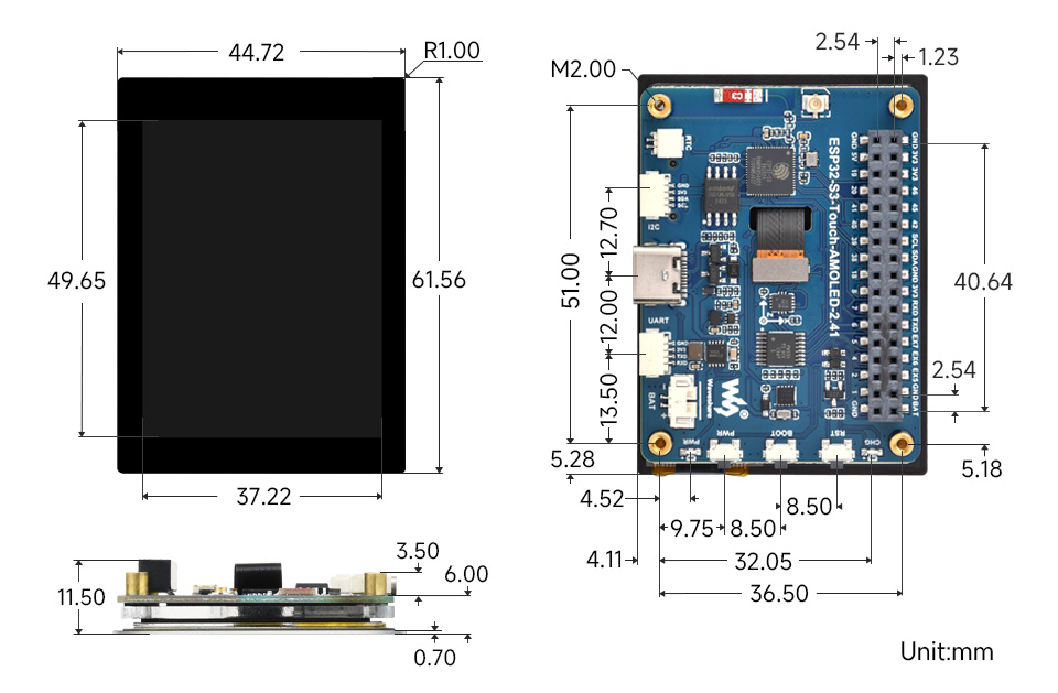 ESP32-S3 2.41inch AMOLED Touch Display Development Board | Buy in ...